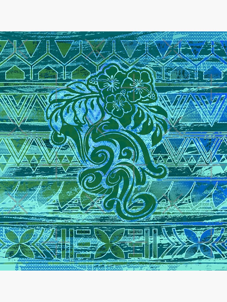 "Hawaiian Ocean Blue Tribal Abstract" Poster by sunnthreads | Redbubble