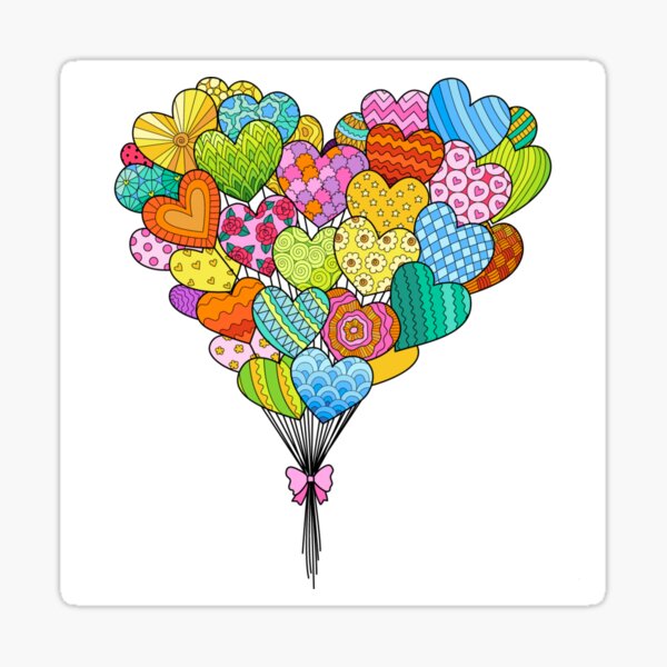 "Heart balloons" Sticker by SpeakOutLoud | Redbubble