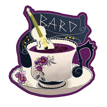 "Dungeons and Dragons Tea Cup Bard Digital Art Sticker" Sticker for ...