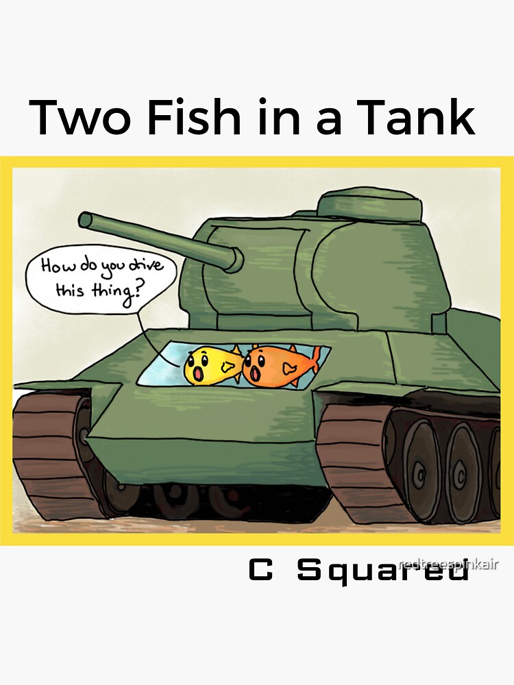"Two Fish in a Tank" Sticker for Sale by redtreespinkair | Redbubble
