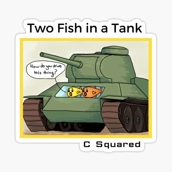 "Two Fish in a Tank" Sticker for Sale by redtreespinkair | Redbubble