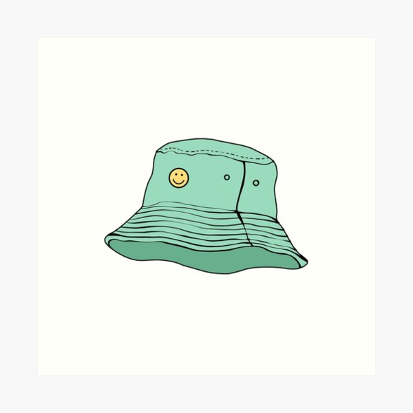 "Mint Green Smiley Face Bucket Hat -" Art Print for Sale by DesignStory ...