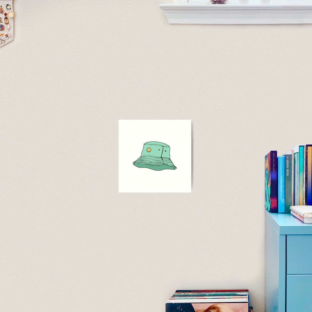 "Mint Green Smiley Face Bucket Hat -" Art Print for Sale by DesignStory ...