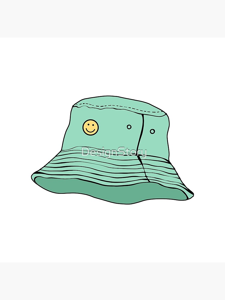 "Mint Green Smiley Face Bucket Hat -" Art Print for Sale by DesignStory ...