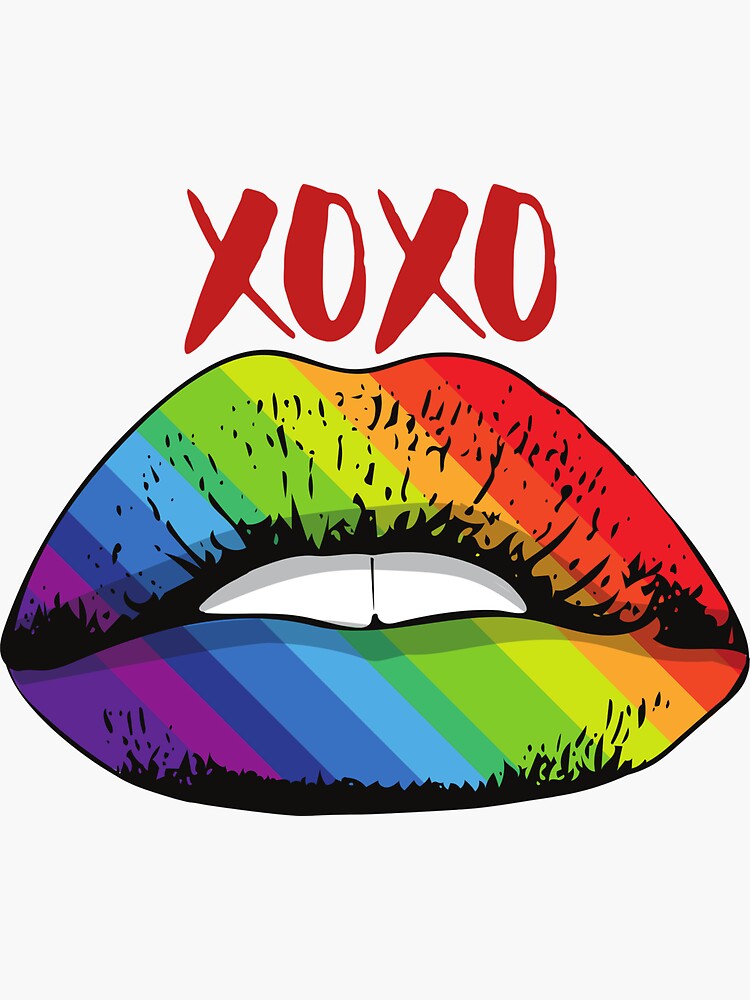 "Rainbow lipstick XOXO lips kiss" Sticker for Sale by Vipstride ...