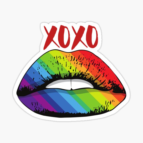 "Rainbow lipstick XOXO lips kiss" Sticker by Trish-EqDesign | Redbubble