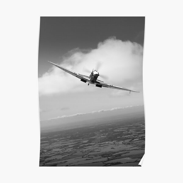 "Spitfire poster head-on B&W version" Poster by garyeason | Redbubble