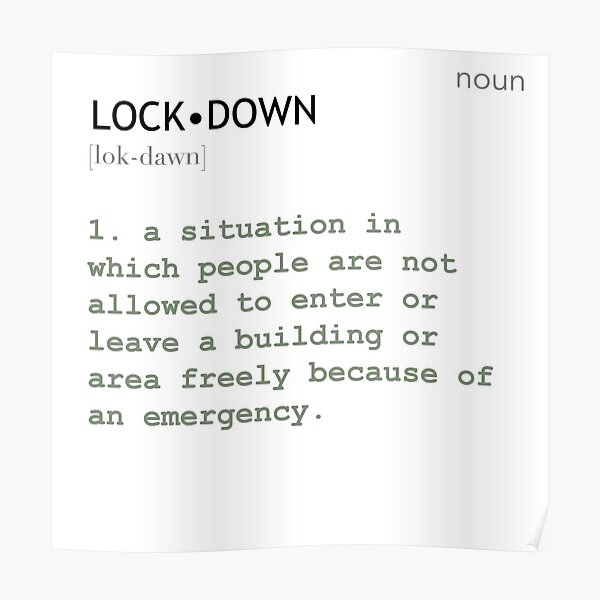 "Lockdown dictionary definition" Poster by matssvd | Redbubble