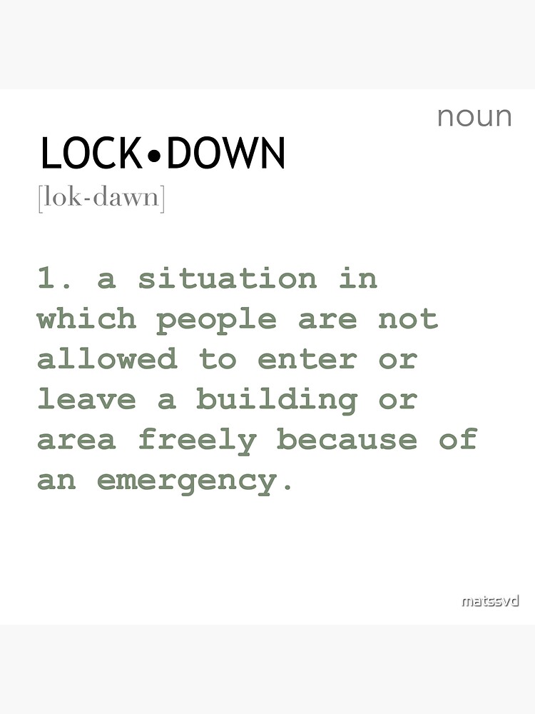 "Lockdown dictionary definition" Sticker for Sale by matssvd | Redbubble