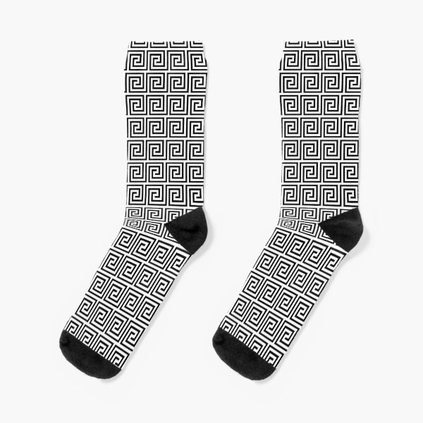 "Large Black and White Greek Key Interlocking Repeating Square Pattern ...