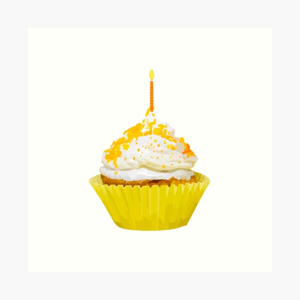 "Yellow Cupcake Birthday Sticker" Art Print for Sale by Drawingsbydraz ...