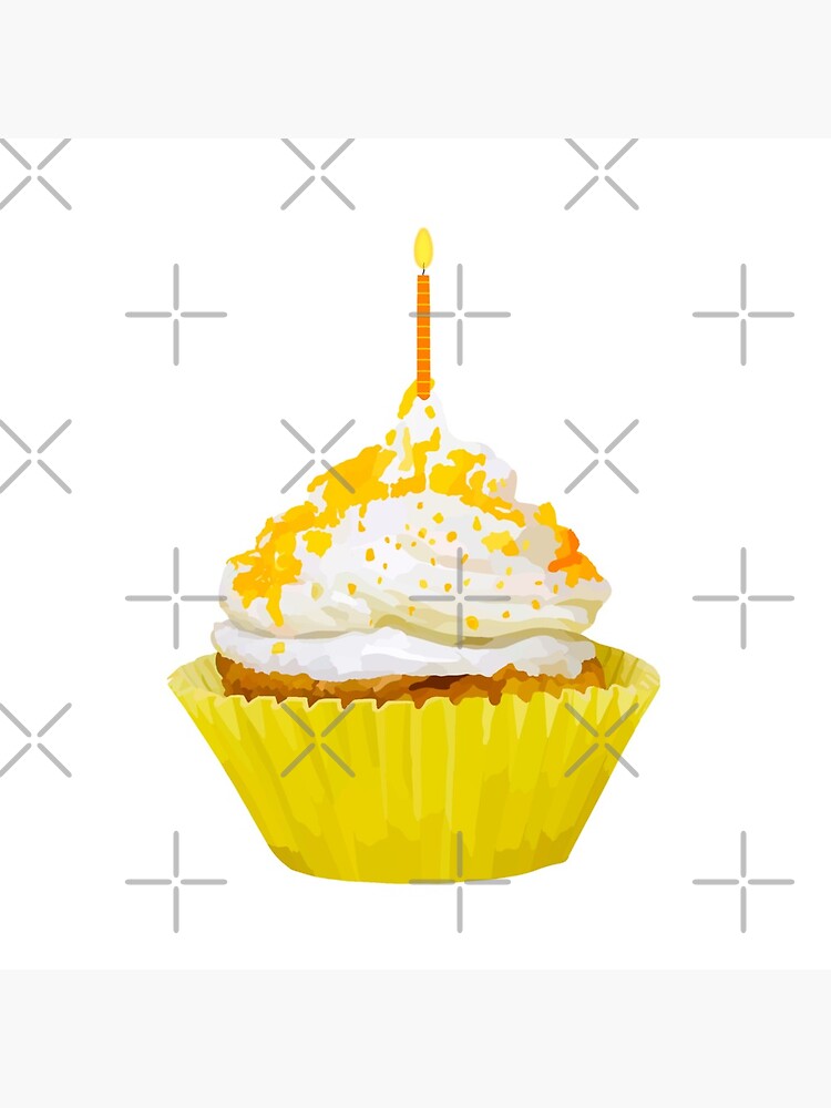 "Yellow Cupcake Birthday Sticker" Art Print for Sale by Drawingsbydraz ...