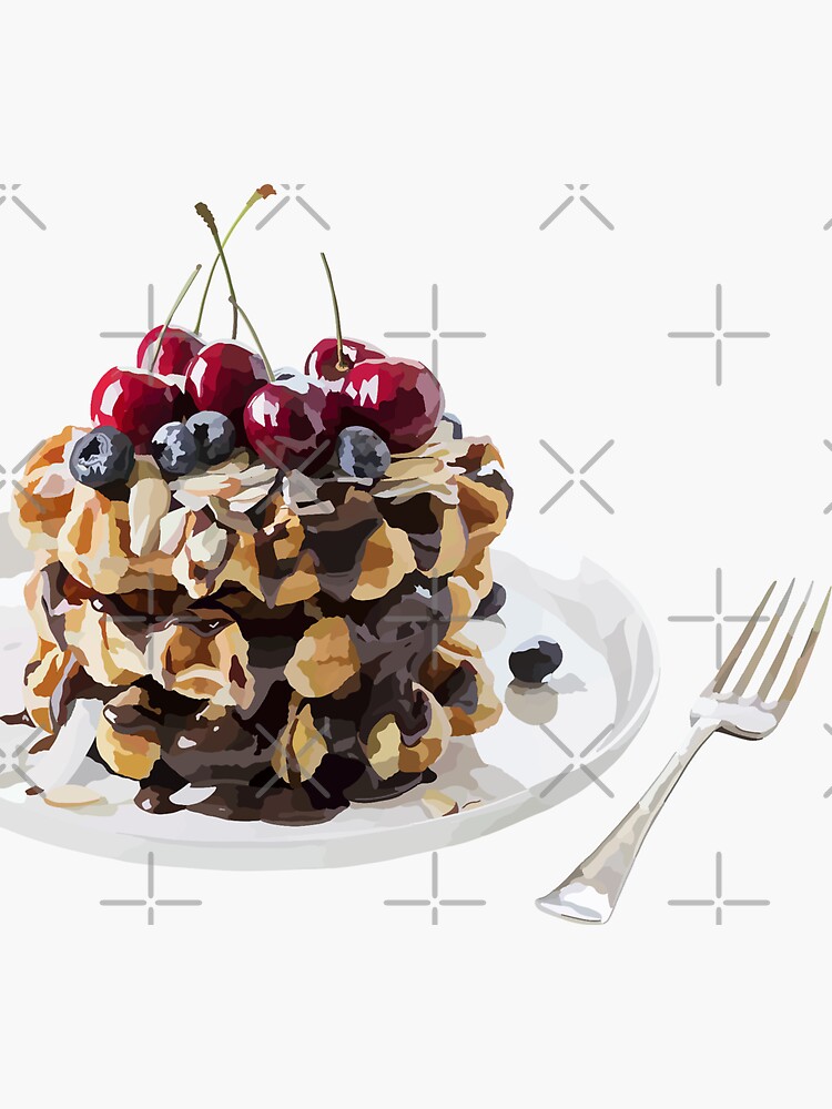 "Stacked Dessert Waffle Sticker" Sticker for Sale by Drawingsbydraz ...
