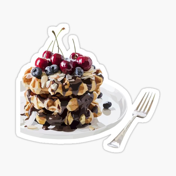 "Stacked Dessert Waffle Sticker" Sticker for Sale by Drawingsbydraz ...