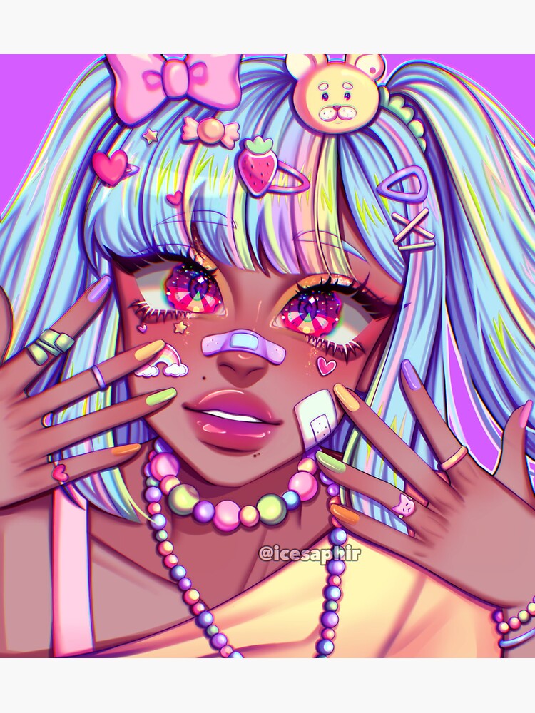 "Decora black girl" Sticker for Sale by 1cesaphir | Redbubble