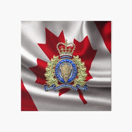 "Royal Canadian Mounted Police - RCMP Badge over Waving Flag" Art Board ...