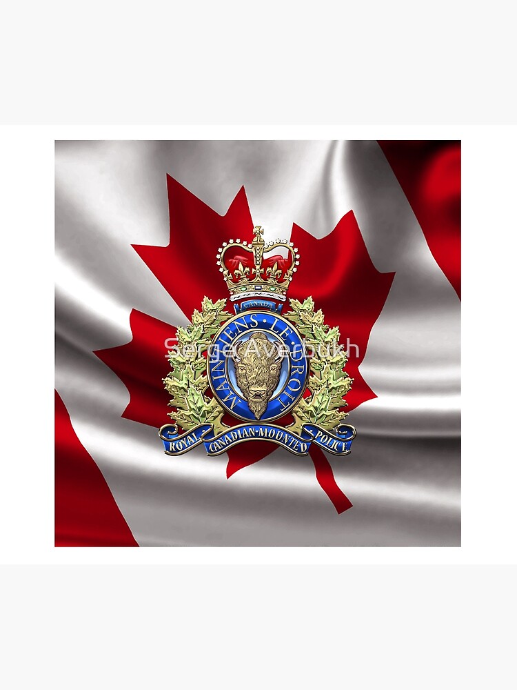 "Royal Canadian Mounted Police - RCMP Badge over Waving Flag" Throw ...