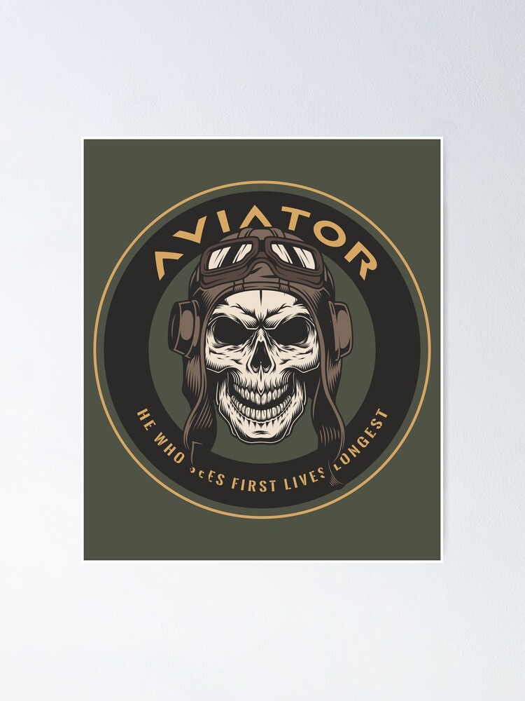 "Vintage Aviator Skull Fighter Pilot" Poster for Sale by rott515 ...