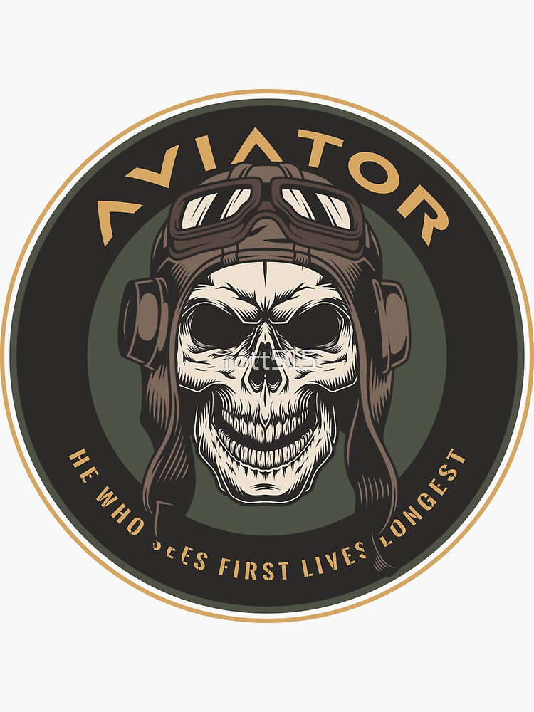 "Vintage Aviator Skull Fighter Pilot" Sticker for Sale by rott515 ...