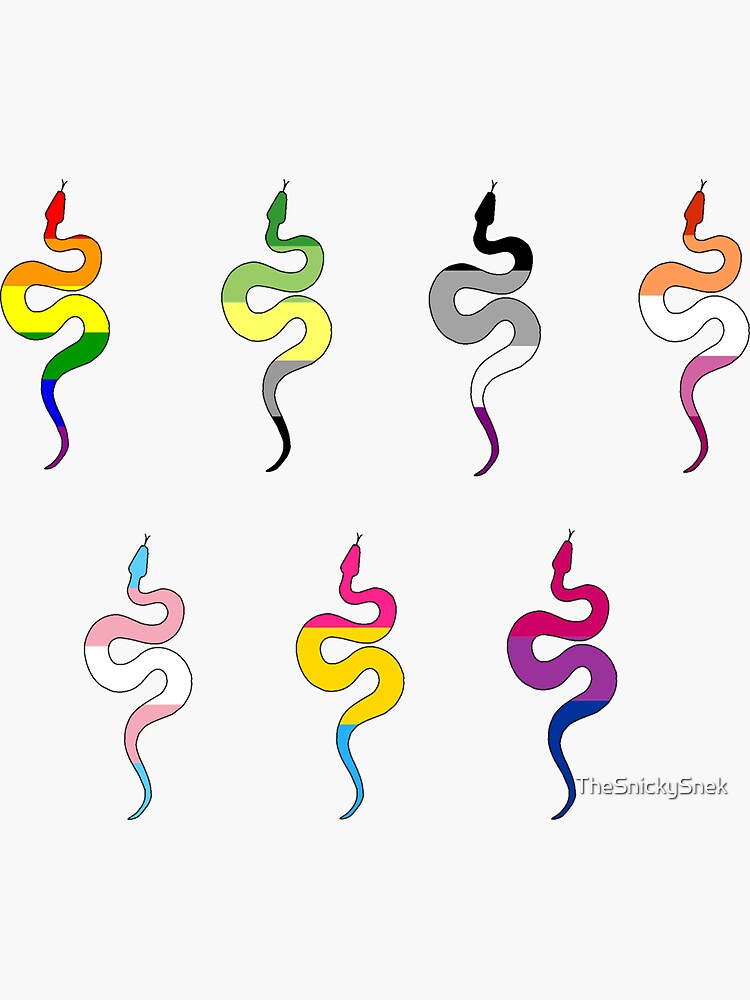 "Full Set of Pride Snakes" Sticker for Sale by TheSnickySnek | Redbubble