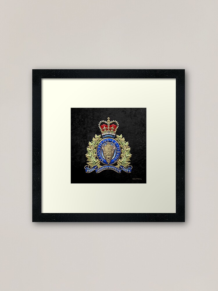 "Royal Canadian Mounted Police - RCMP Badge over Black Velvet" Framed ...