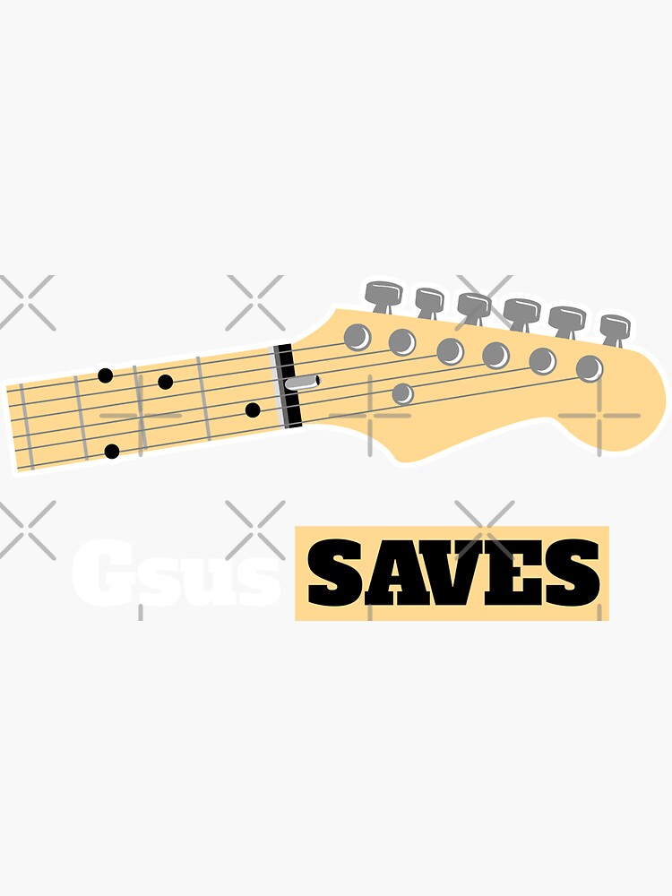 "Gsus Saves Guitar Chord" Sticker by weirdrelatives | Redbubble