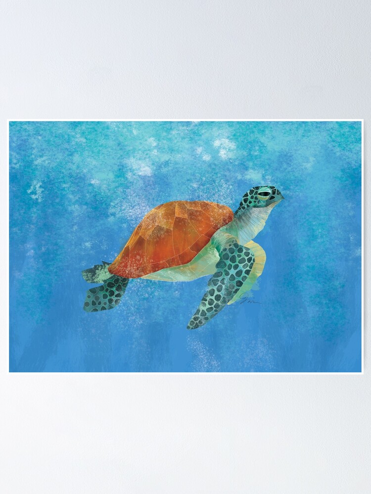 "Green Sea Turtle - Horizontal" Poster by TrevorIrvin | Redbubble