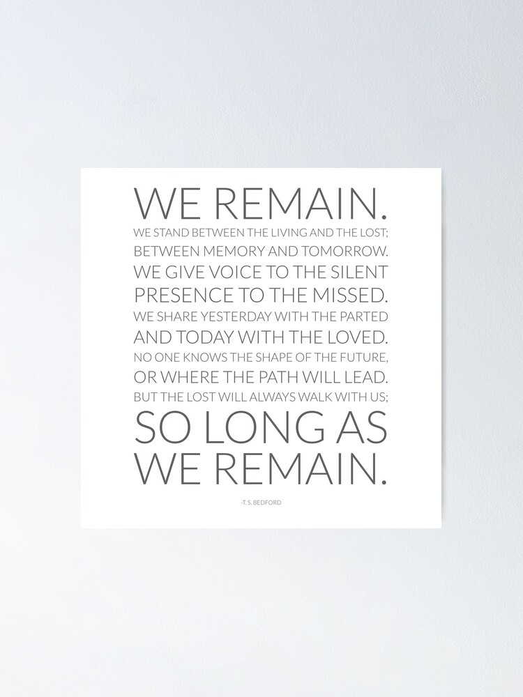 "We Remain Poem" Poster by SociaLogic | Redbubble