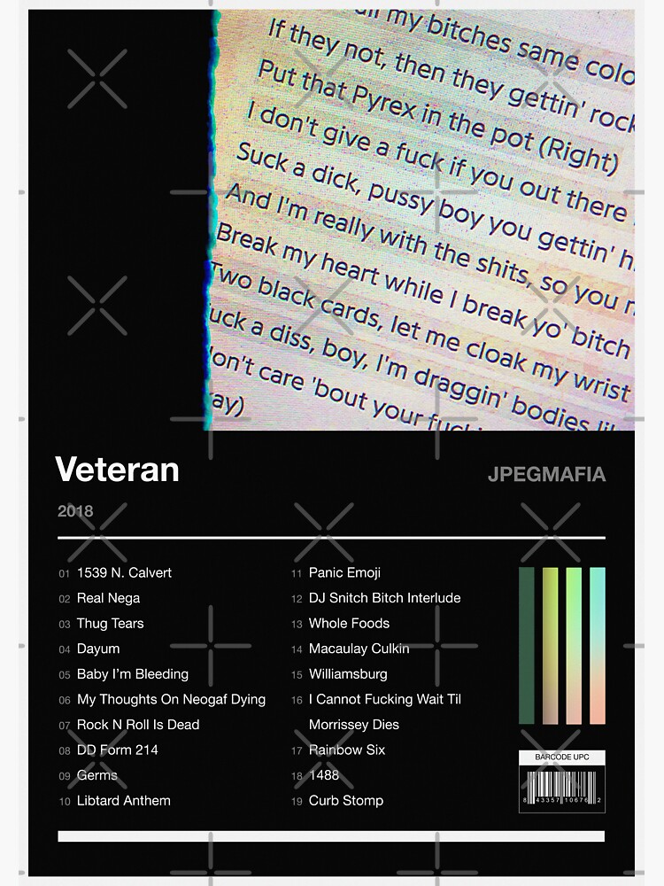 "Veteran Tracklist (Inverted)" Sticker for Sale by TOURETTESBOYLOL ...