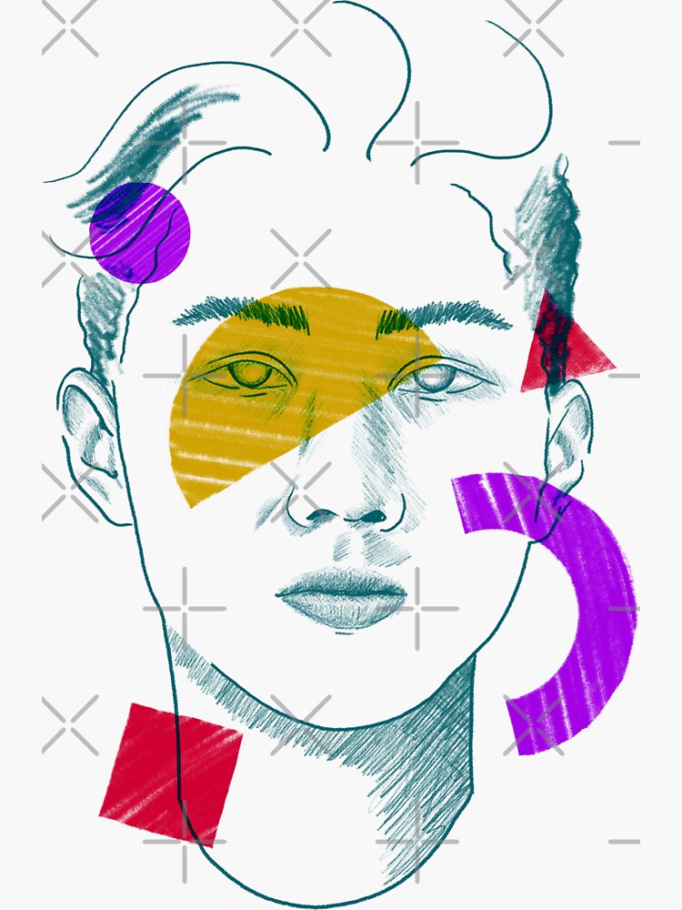 "Minimalist Classic Boy Face Line Art V1" Sticker by zainasifzz | Redbubble
