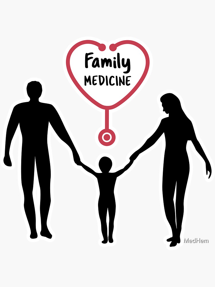 "Family Medicine Shirts and Accessories in Black" Sticker for Sale by ...
