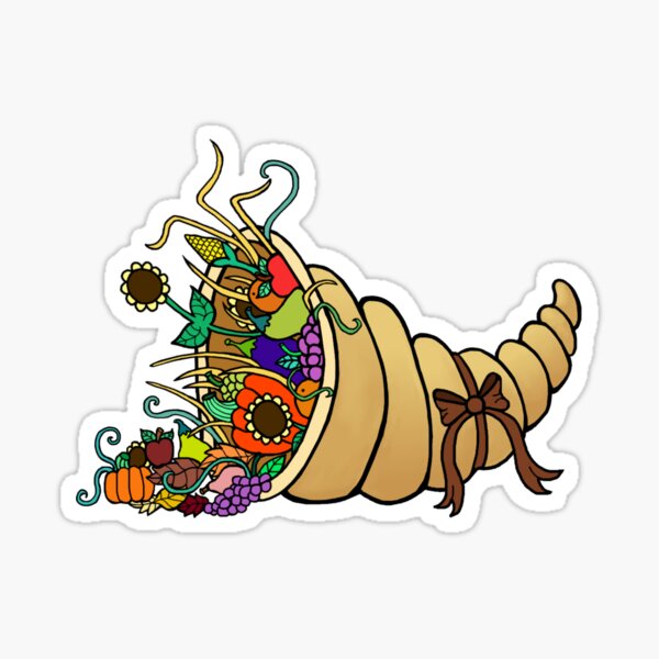 "Thanksgiving Cornucopia Harvest Gift Basket" Sticker for Sale by ...