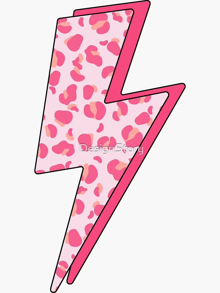 "Pink Cheetah Lightning Bolt - " Sticker for Sale by DesignStory ...