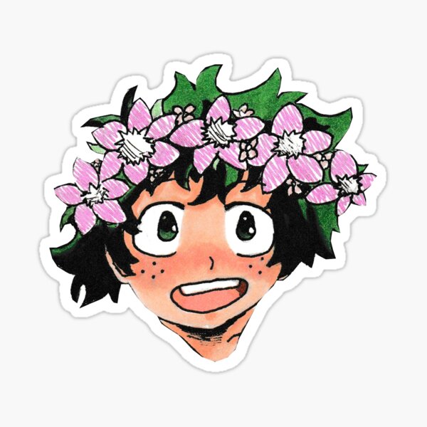 "Deku Izuku Midoriya Flower Crown" Sticker for Sale by Katietheotaku ...