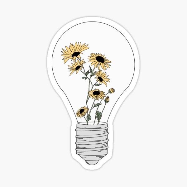 "Sunflower lightbulb" Sticker for Sale by emmastickershop | Redbubble