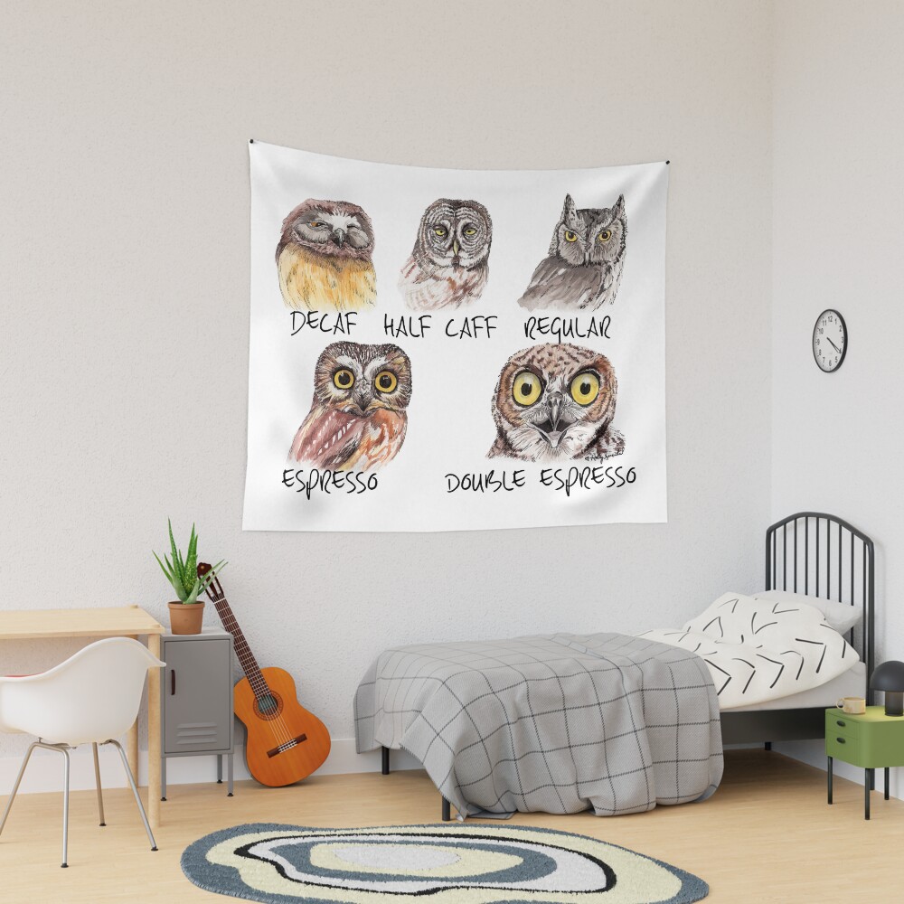 "Owl Caffeine Scale - funny coffee owls" Art Print for Sale by ...