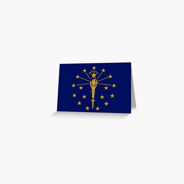 "Gold and Blue Stars and Torch on Flag of Indiana" Greeting Card by ...