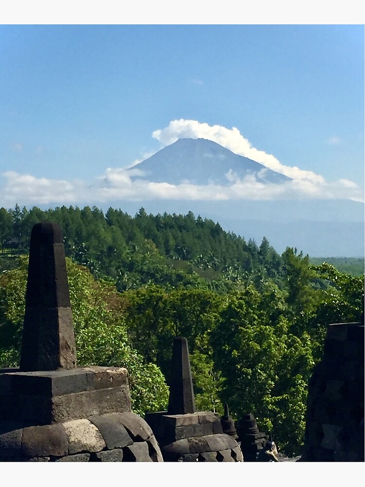 "Mount Merapi from Borobudur Temple Java Indonesia" Poster for Sale by ...
