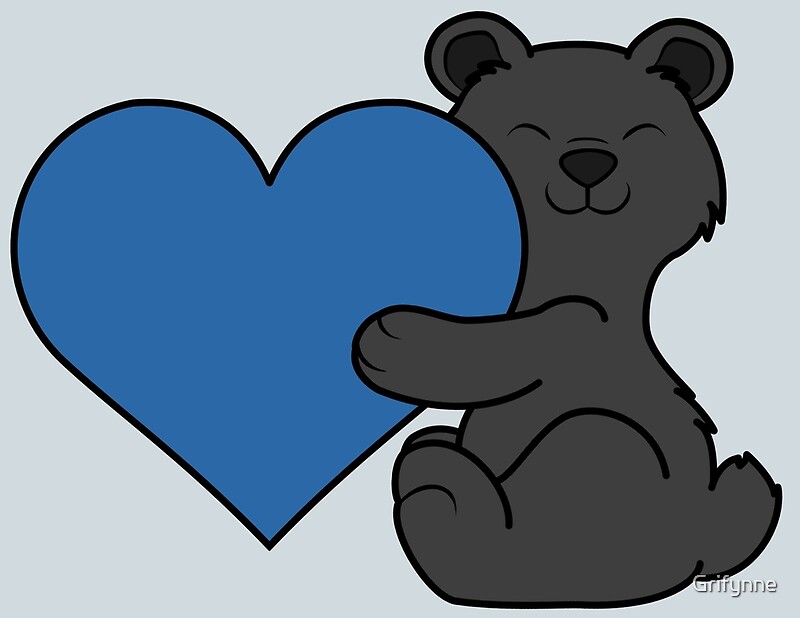"Valentine's Day Black Bear with Blue Heart" by Grifynne | Redbubble