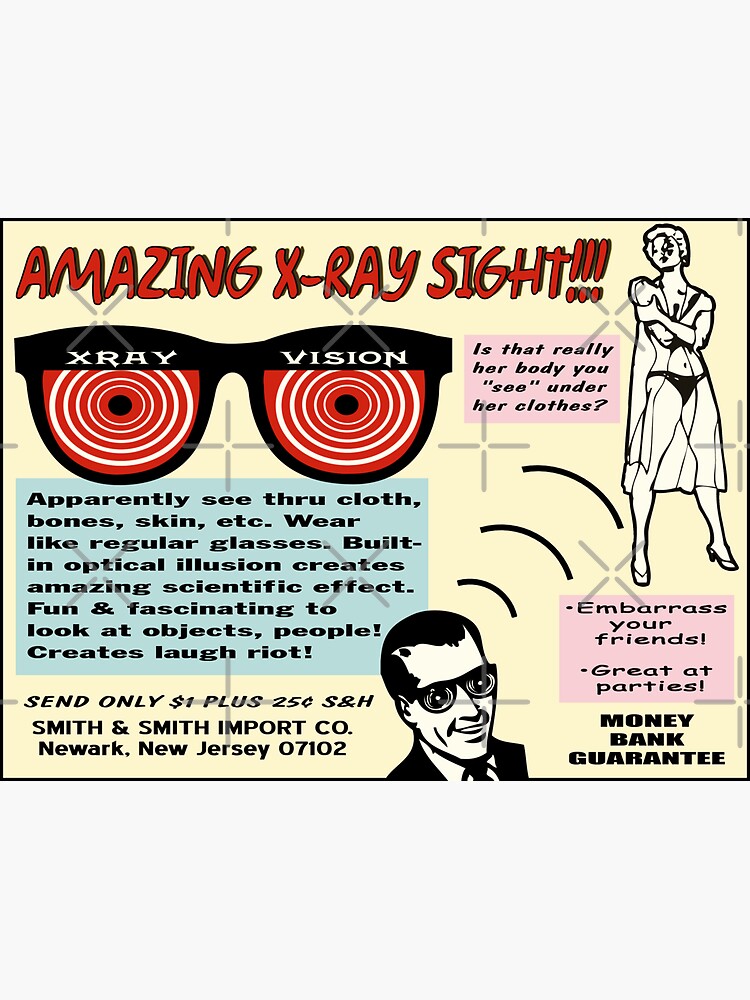 X Ray Vision Comic Book Ad Sticker For Sale By Kayve Redbubble