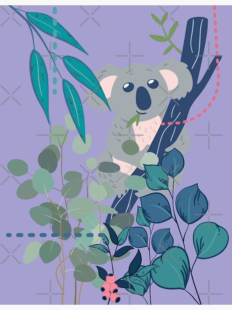 "Koala Hiding Eucalyptus Jungle" Poster by Fizzylogix | Redbubble