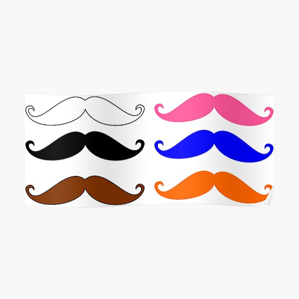 "Essential pack of multiple colour moustache" Poster for Sale by ...