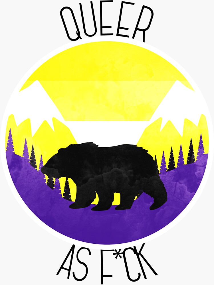 "Nonbinary Bear" Sticker for Sale by GenderFluiDruid | Redbubble