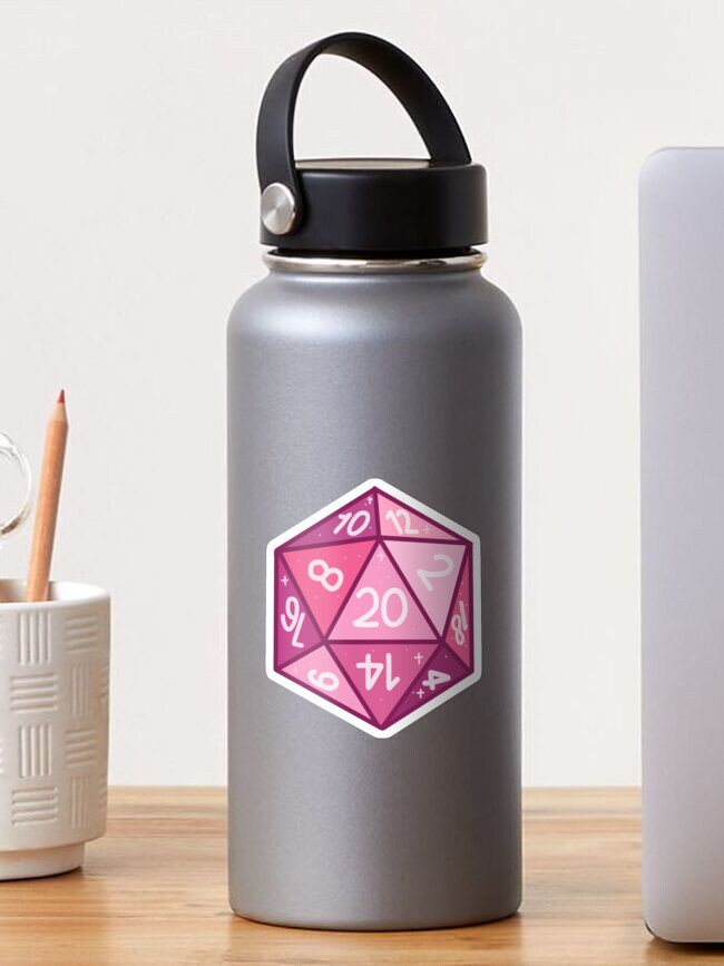 "D20 dice - pink " Sticker for Sale by phoebescribble | Redbubble