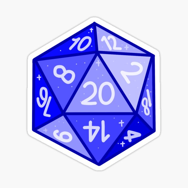 " D20 dice - blue" Sticker for Sale by phoebescribble | Redbubble