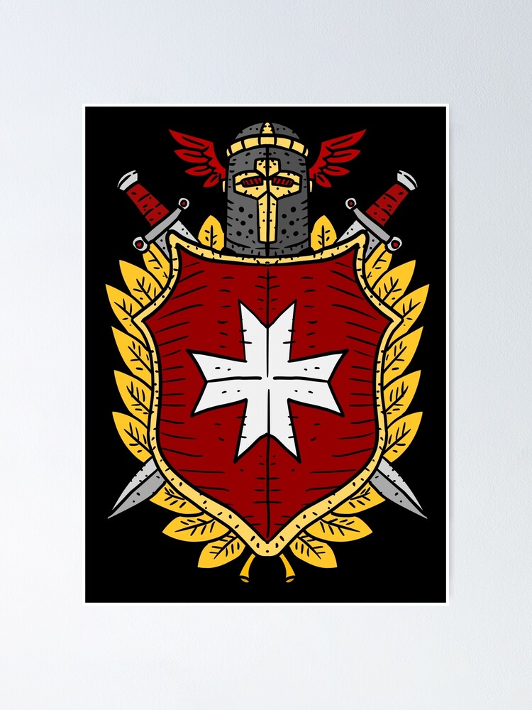 "red crusader cross emblem. medieval." Poster for Sale by ...