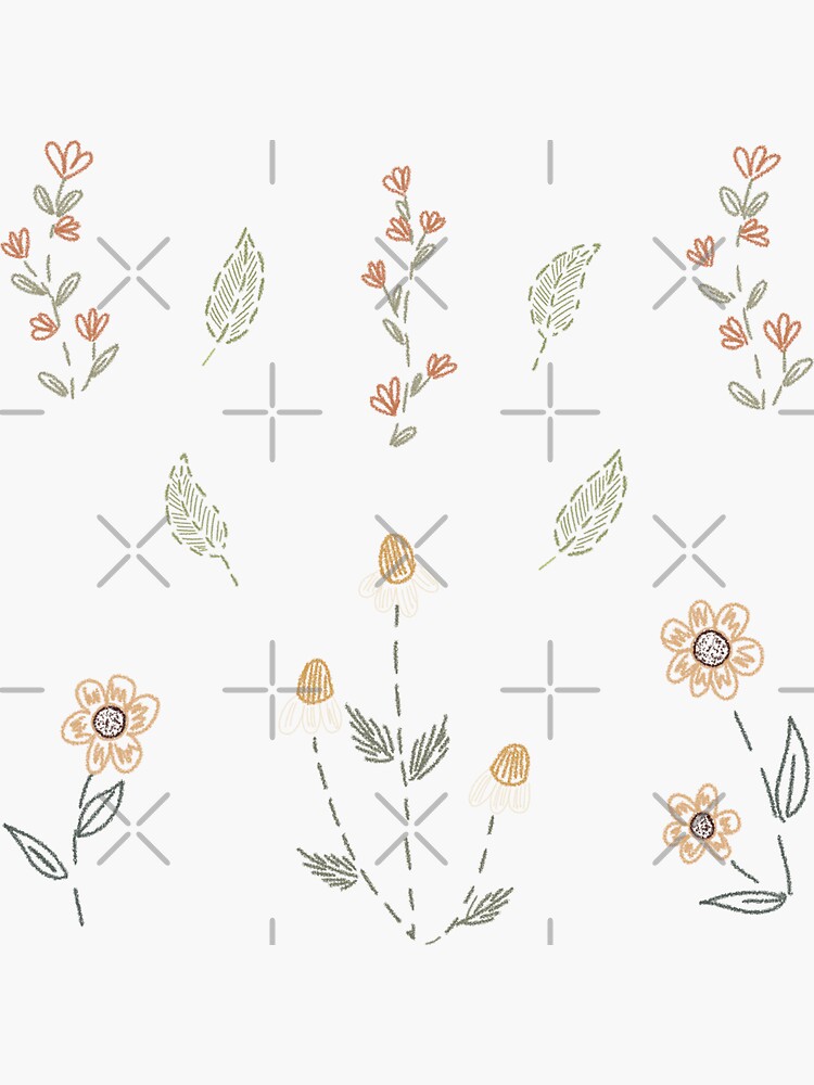 "Embroidered Cottagecore Flowers" Sticker by JuneNostalgia | Redbubble