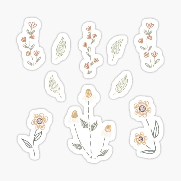 "Embroidered Cottagecore Flowers" Sticker by JuneNostalgia | Redbubble