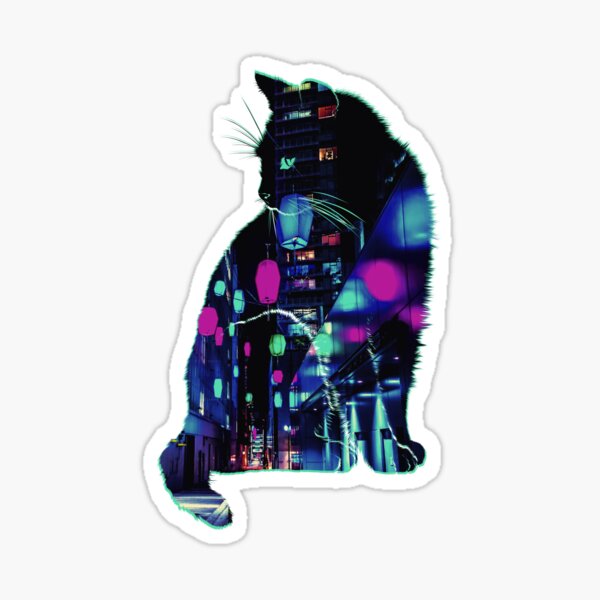 "Cat with vintage retro vaporwave aesthetics" Sticker for Sale by ...