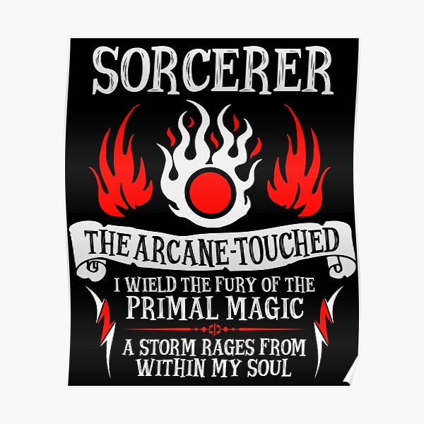 "SORCERER, The Arcane-Touched - Dungeons & Dragons (White Text)" Poster ...